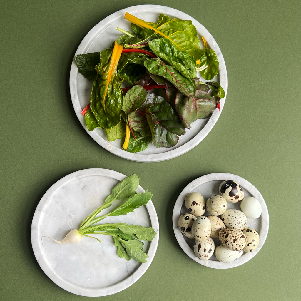 Set of White Marble Plates – Live Moore